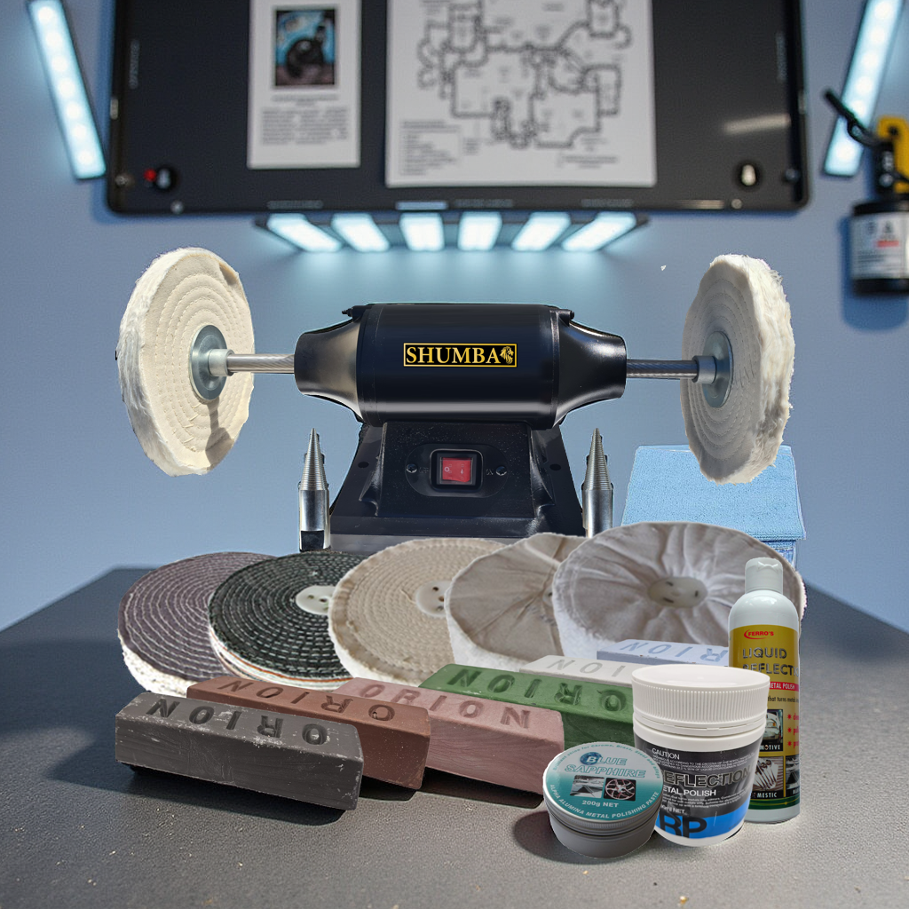 8" 3/4hp Bench Polisher with 8 inch x 2 section Buffing Kit - Polishup