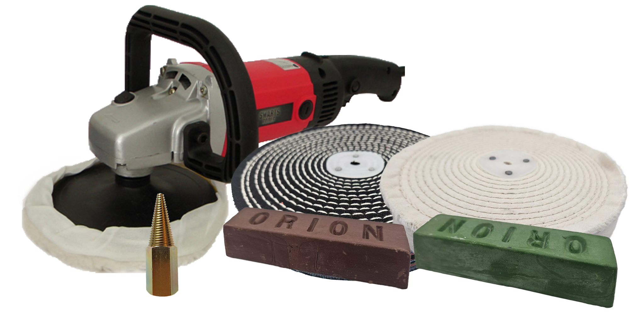 Polisher with Brass Copper Aluminium & Steels 8" Kit - Polishup