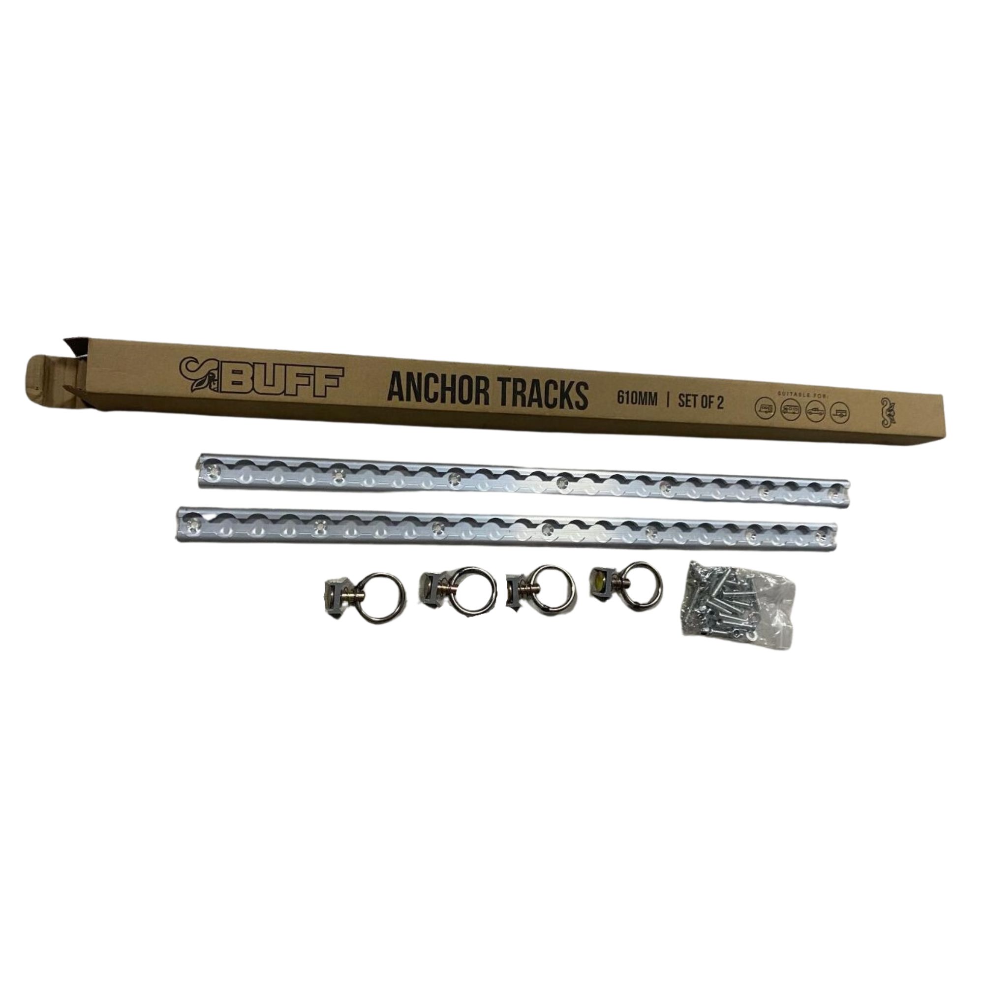 Cargo Anchor Track Kit, 2 x 610mm Tracks - Polishup