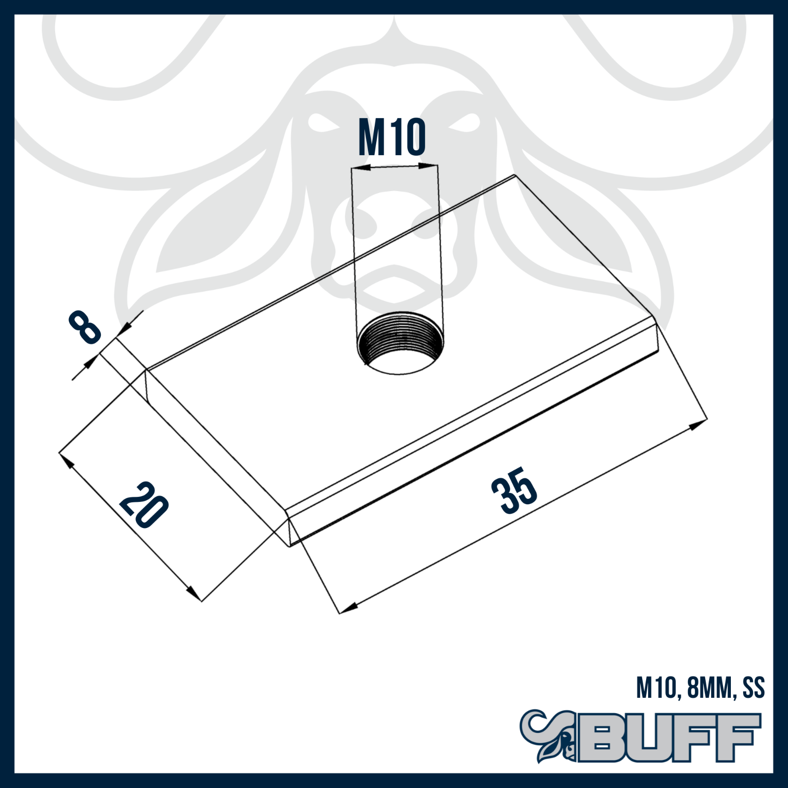 Channel Nut, M10, 8mm (8 Pack) - Polishup