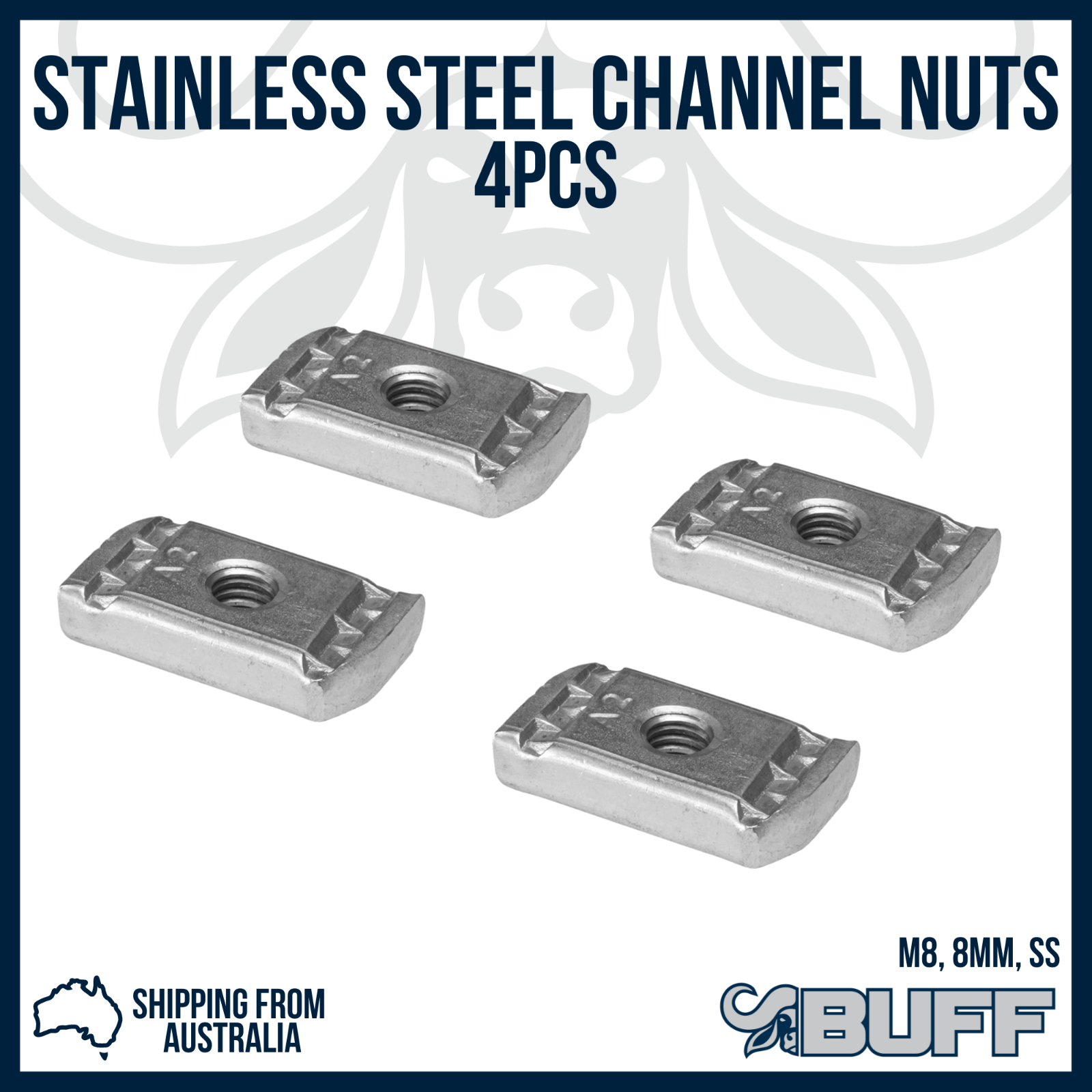Channel Nut, M8, 8mm (4 Pack) - Polishup