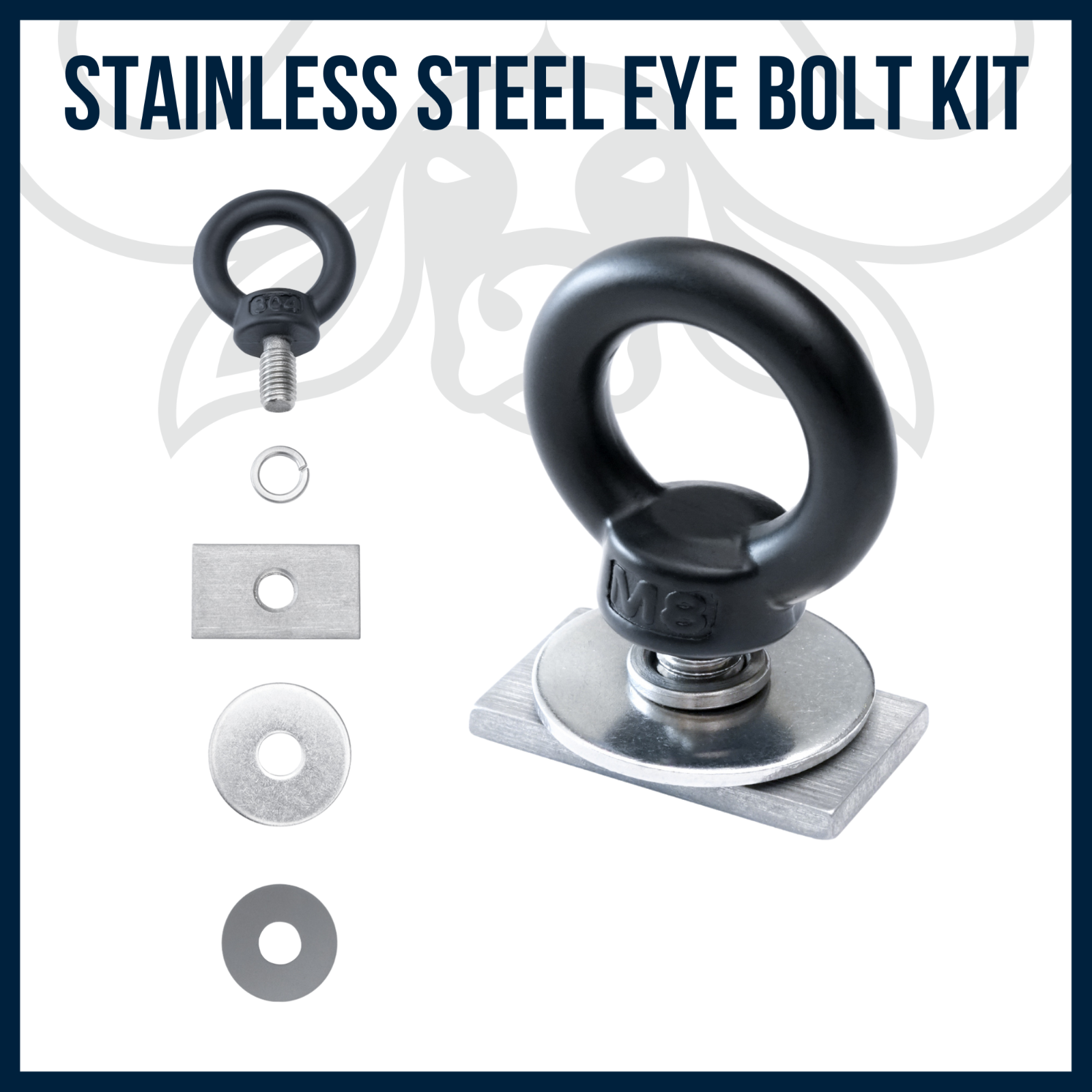 Eye Bolt Kit, Black Powder Coated, M8, 4mm Channel Nut (4 Pack) - Polishup