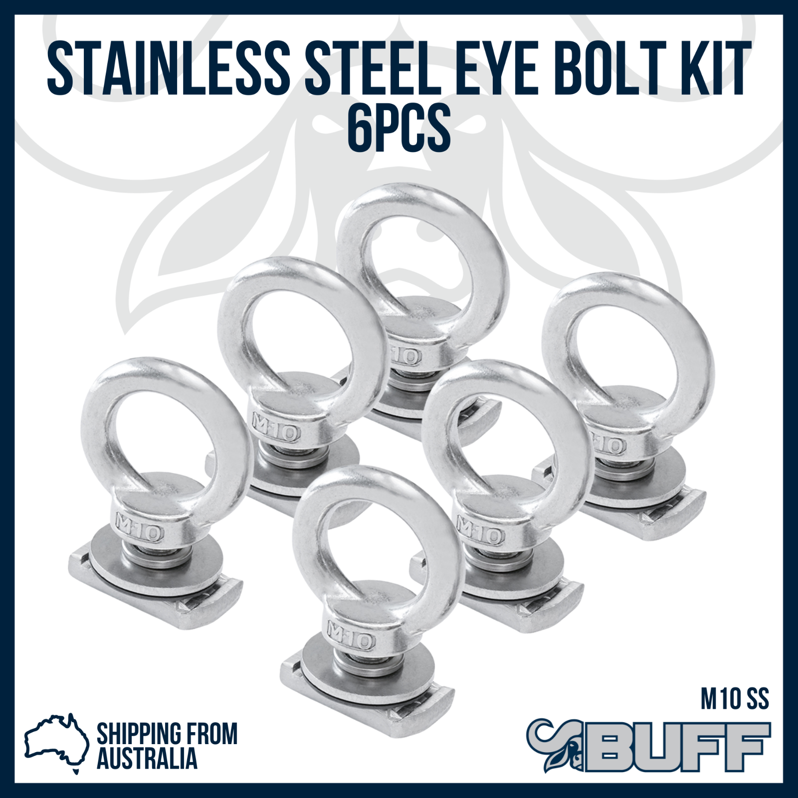 Eye Bolt Kit, M10, 8mm Channel Nut (6 Pack) - Polishup