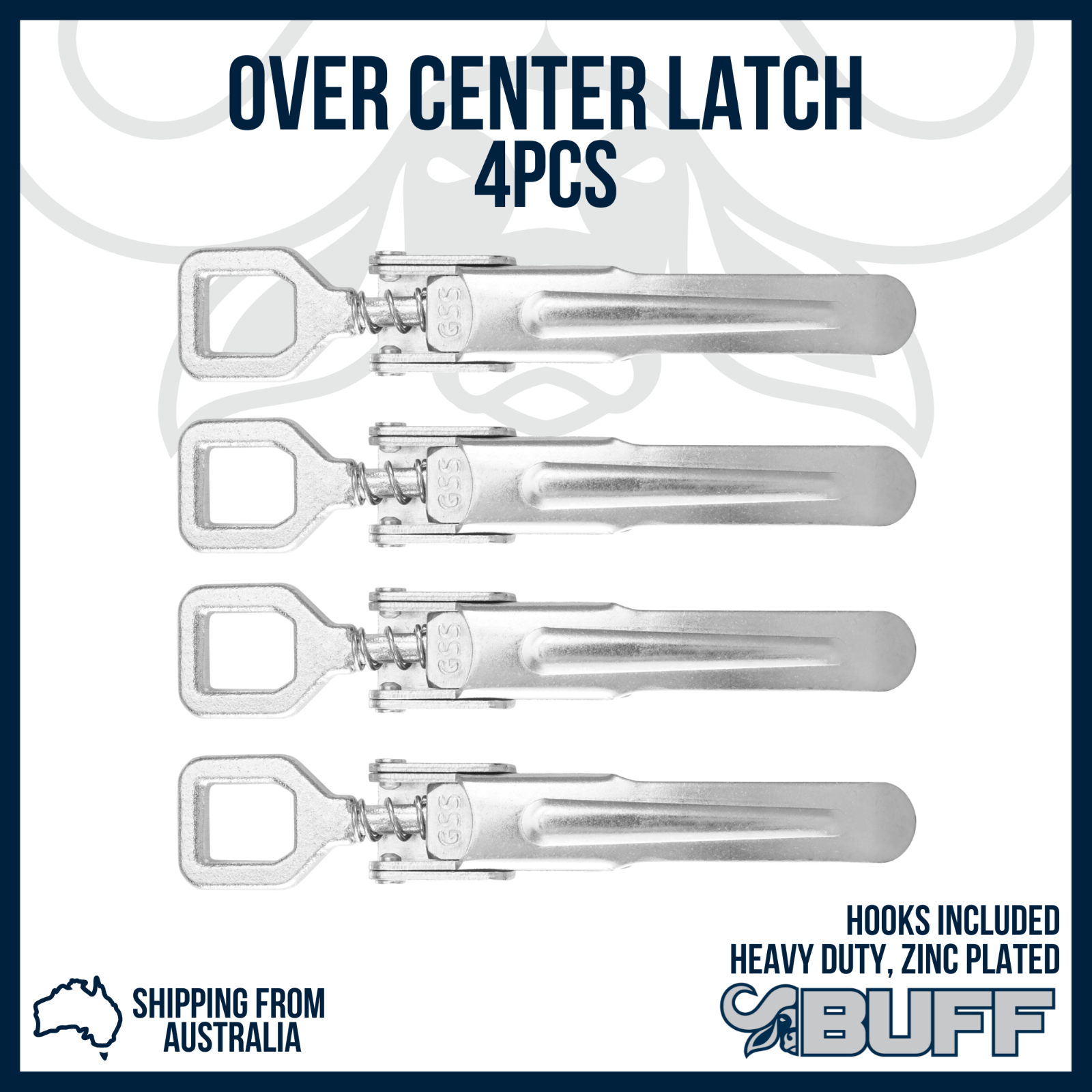 Heavy Duty Over Centre Latch & Hook, Zinc Plated (4 Pack) - Polishup