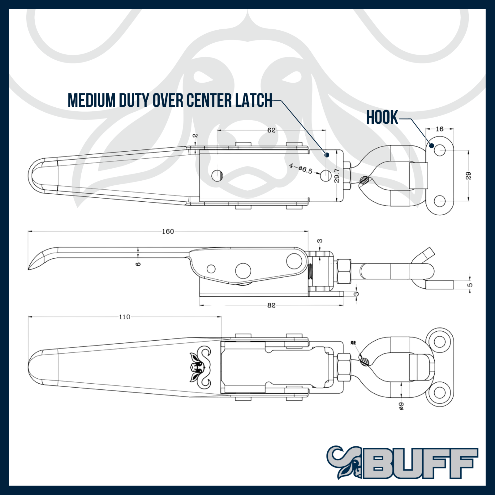 Medium Duty Over Center Latch & Catch, Zinc Plated (2 Pack) - Polishup