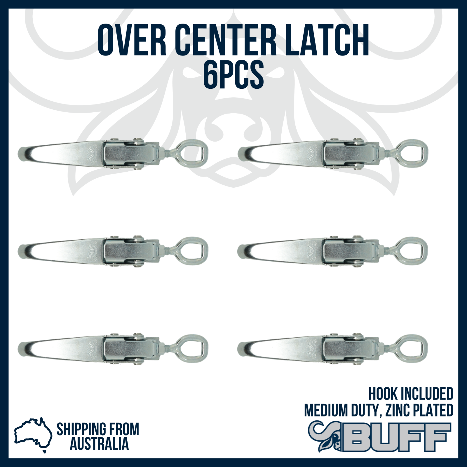 Medium Duty Over Center Latch & Catch, Zinc Plated (6 Pack) - Polishup