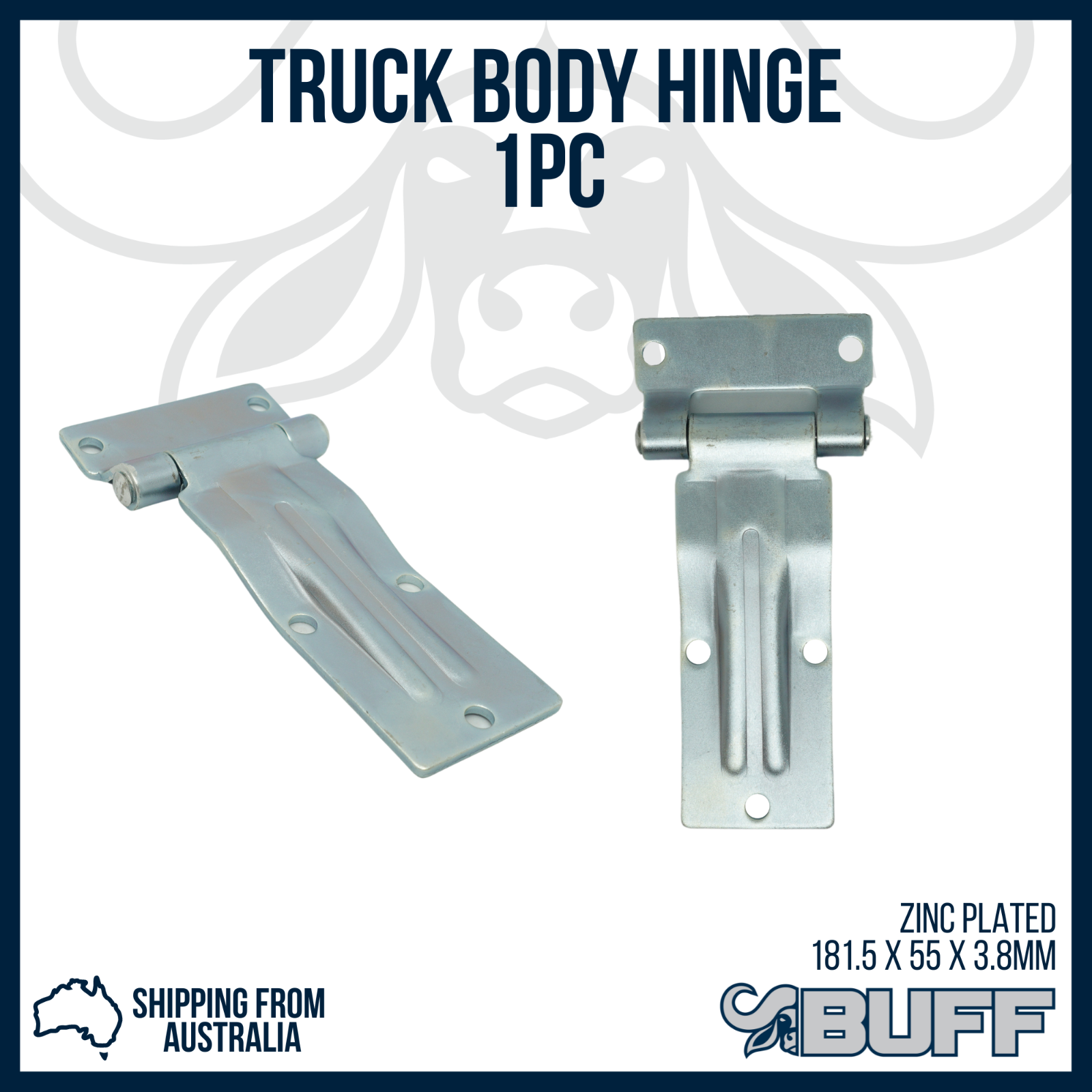 Zinc Plated Truck Body Hinge (Single) - 181.5mm, 55mm, 3.8mm - Polishup