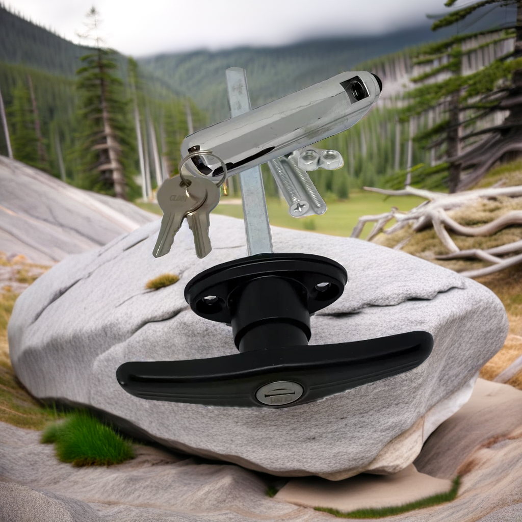 Front Fixing Black Canopy T Handle Lock with Cam Lever (2 Qty) - Polishup