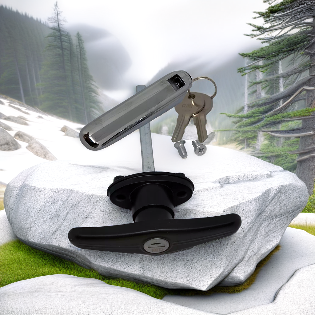 Rear Fixing Black Canopy T Handle Lock with Cam Lever (2 Qty) - Polishup